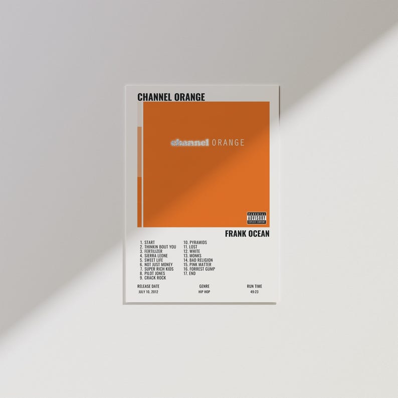 Frank Ocean Posters Channel Orange Poster Tracklist Poster Frank Ocean ...