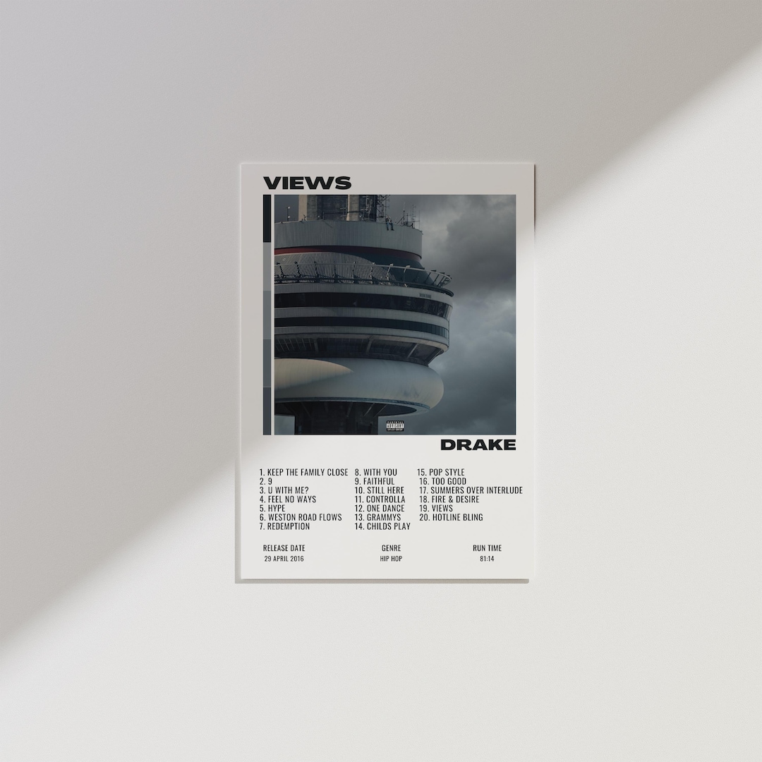 Drake Posters Views Album Cover Poster Drake Album Art Digital Posters ...