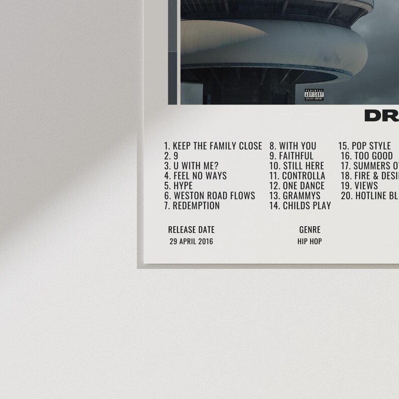 Drake Posters Views Album Cover Poster Drake Album Art Digital Posters ...