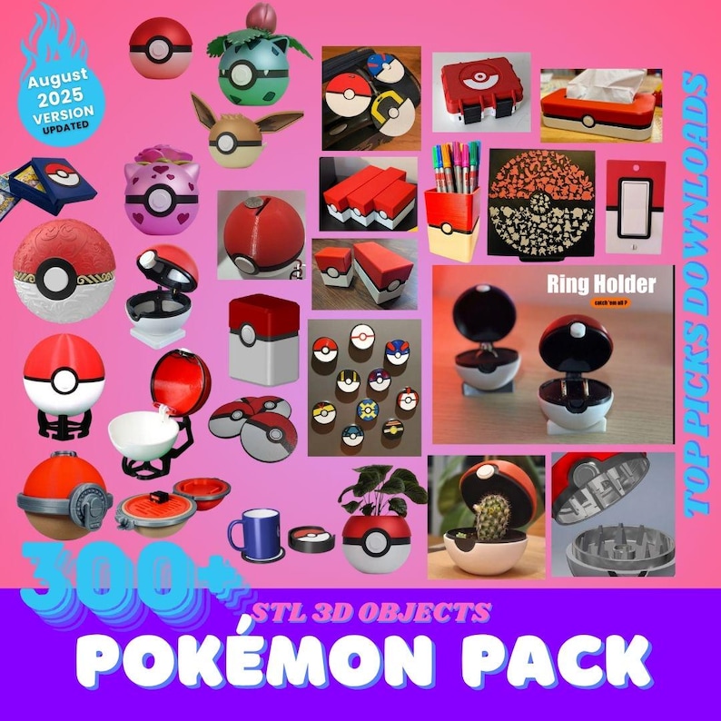 Pokémon STL Bundle | 300+ 3D Print Files for Sculptures, Cookie Cutters ...
