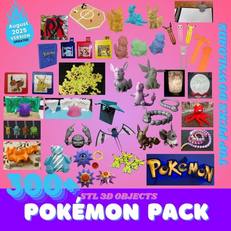 Pokémon STL Bundle | 300+ 3D Print Files for Sculptures, Cookie Cutters ...