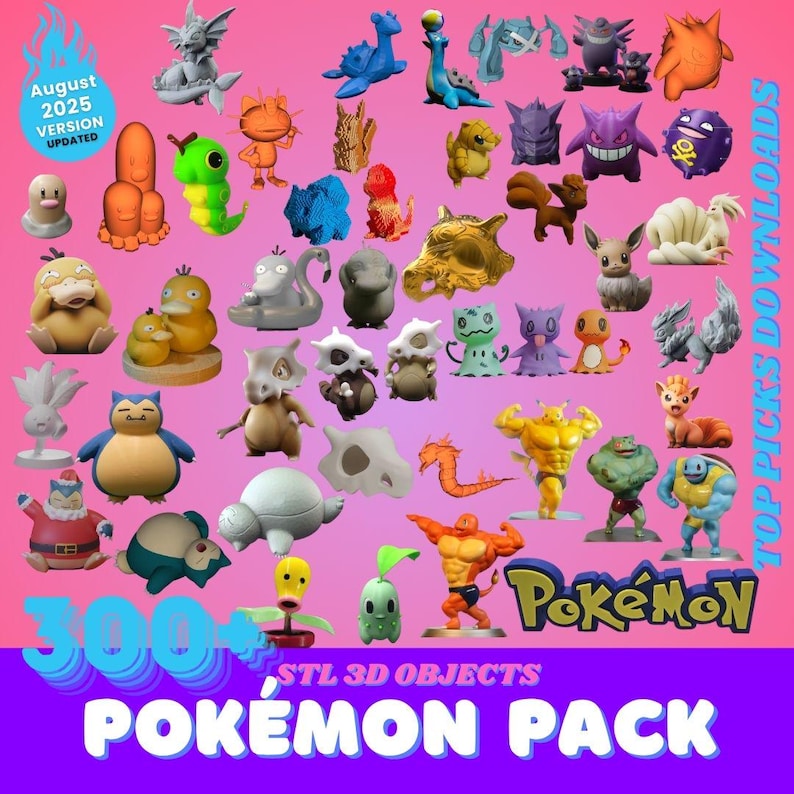 Pokémon STL Bundle | 300+ 3D Print Files for Sculptures, Cookie Cutters ...