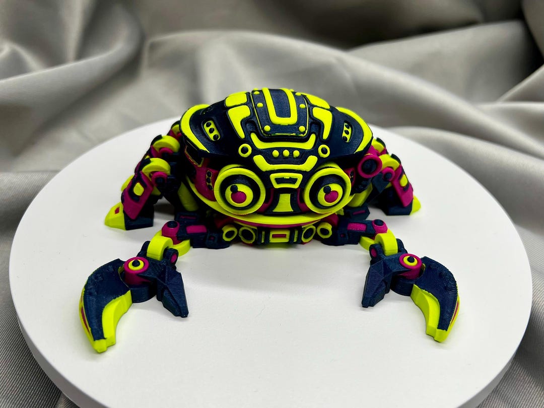 3D Printed Cyber Crab, Customizable Colors, Flexi, Toy - Etsy