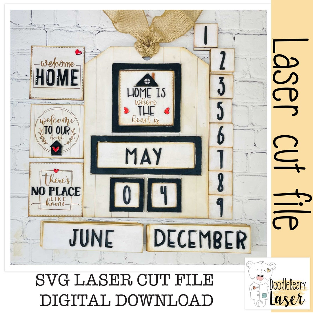 Interchangeable Shiplap Tag Calendar Laser Cut File, Calendar Frame ...
