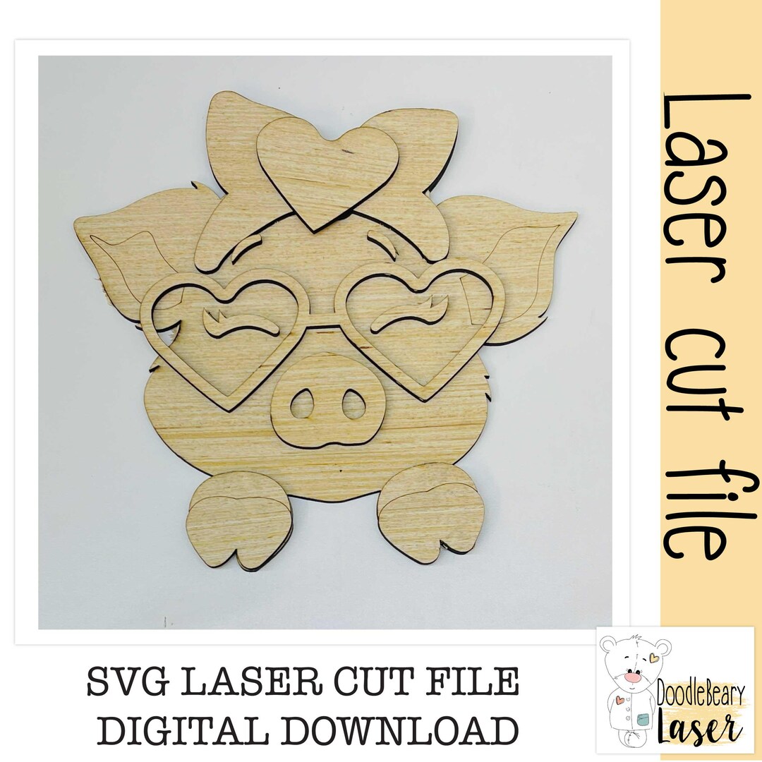 Cute Pig Laser Cut File, Laser SVG Cut File, Laser Ready, Jpg File - Etsy