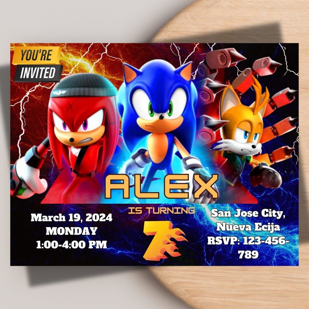 Sonic the Hedgehog Birthday Invitation Editable Sonic Invitation ...