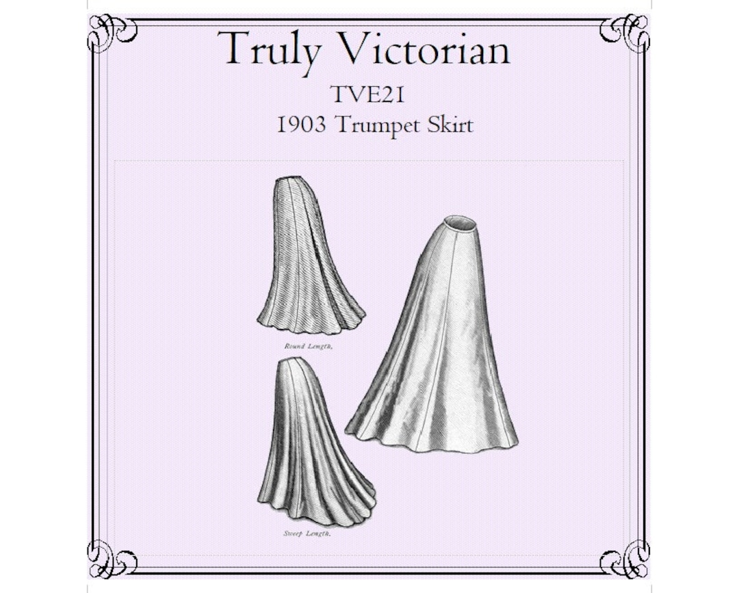 1903 Trumpet Skirt Sewing Pattern: Truly Victorian TVE21 (digital PDF ...