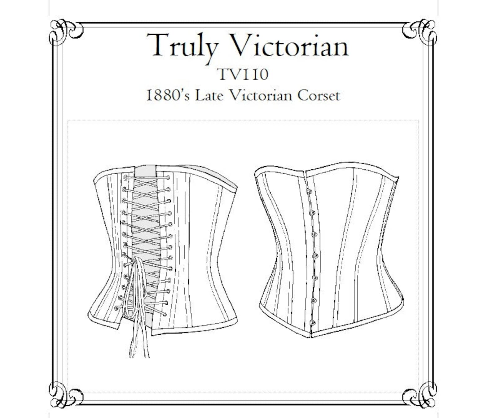 1880 Late Victorian Corset Sewing Pattern: Truly Victorian TV110 ...