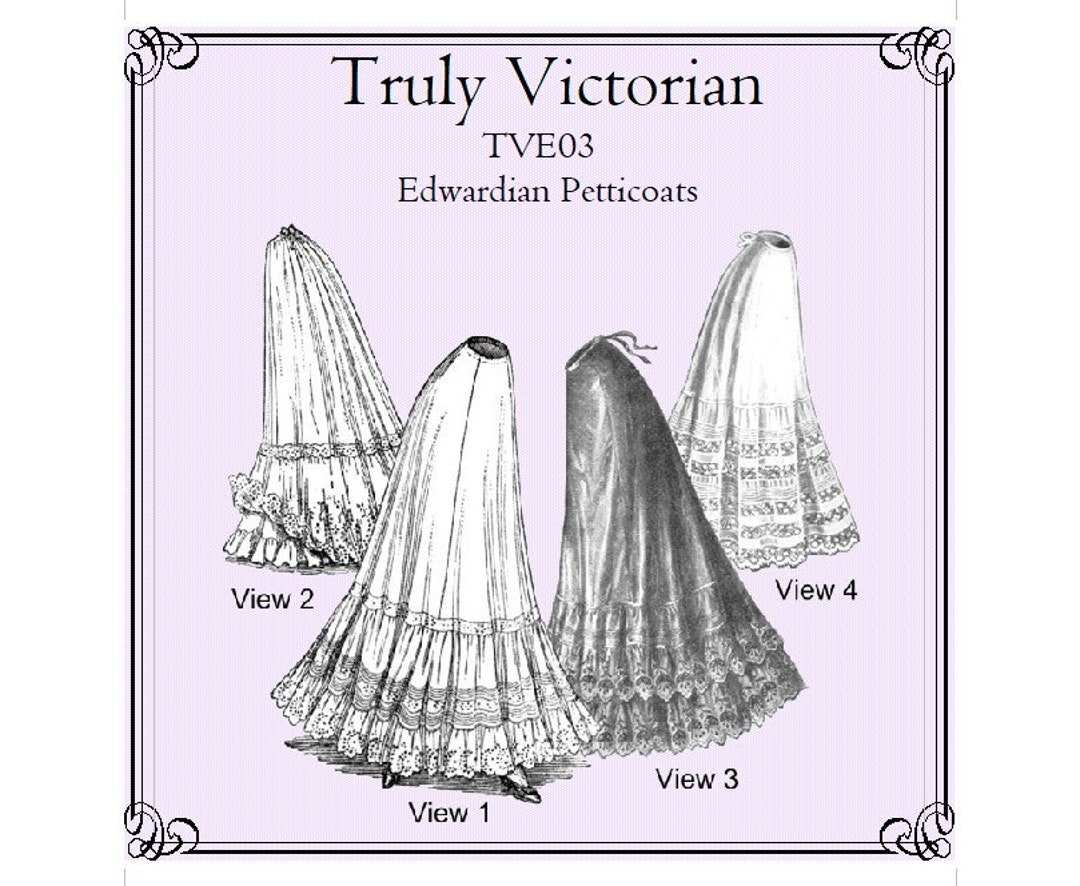 Edwardian Petticoats Sewing Pattern: Truly Victorian TVE03 (digital PDF ...