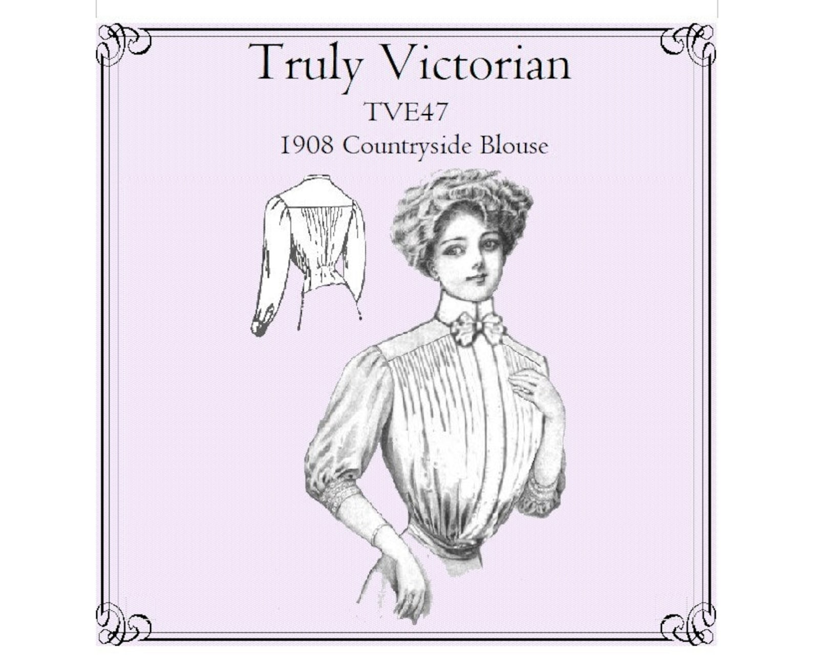 1908 Countryside Blouse Sewing Pattern: Truly Victorian TVE47 (digital ...