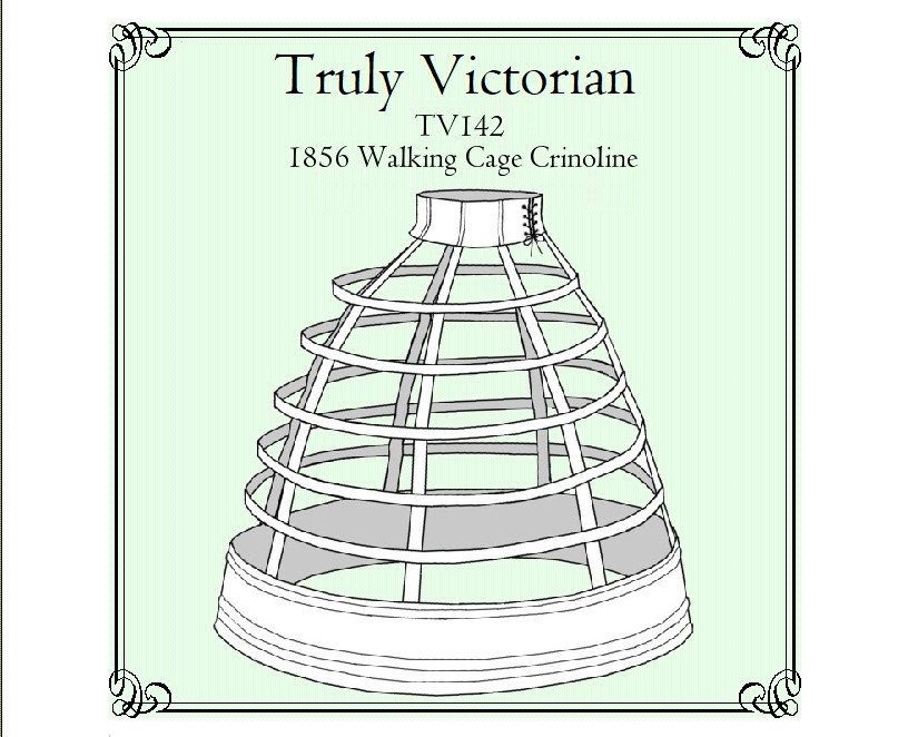 1856 Walking Cage Crinoline Sewing Pattern: Truly Victorian TV142 ...