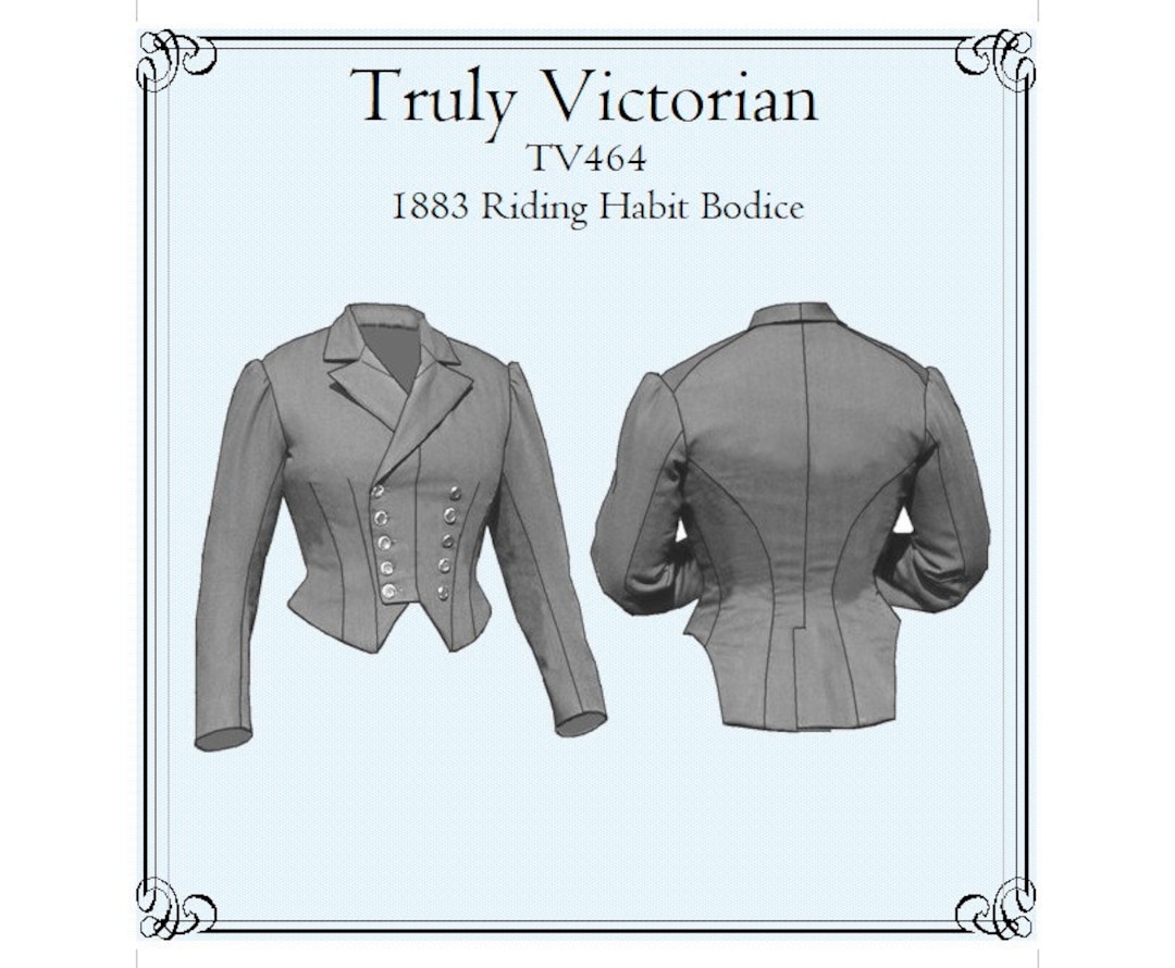 1883 Riding Habit Bodice Sewing Pattern: Truly Victorian TV464 (digital ...