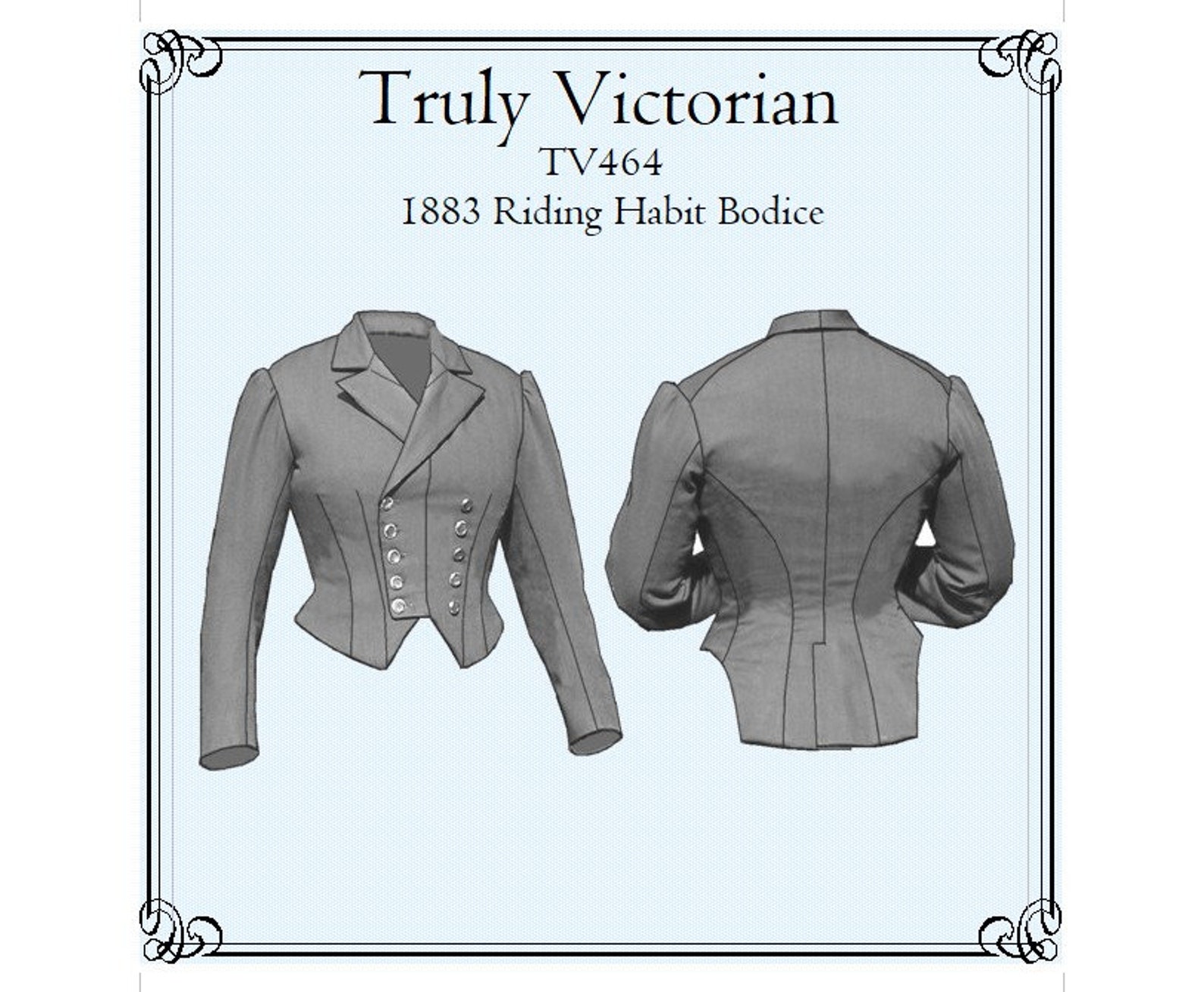 1883 Riding Habit Bodice Sewing Pattern: Truly Victorian TV464 (digital ...