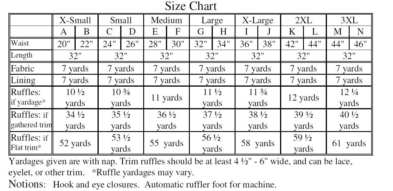 E-pattern TV280 Can-can Skirt Waist 20-46 Victorian Costume Print at ...