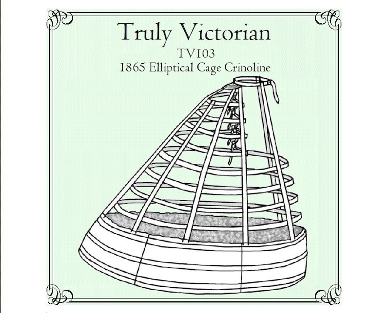 1865 Elliptical Cage Crinoline Sewing Pattern: Truly Victorian TV103 ...