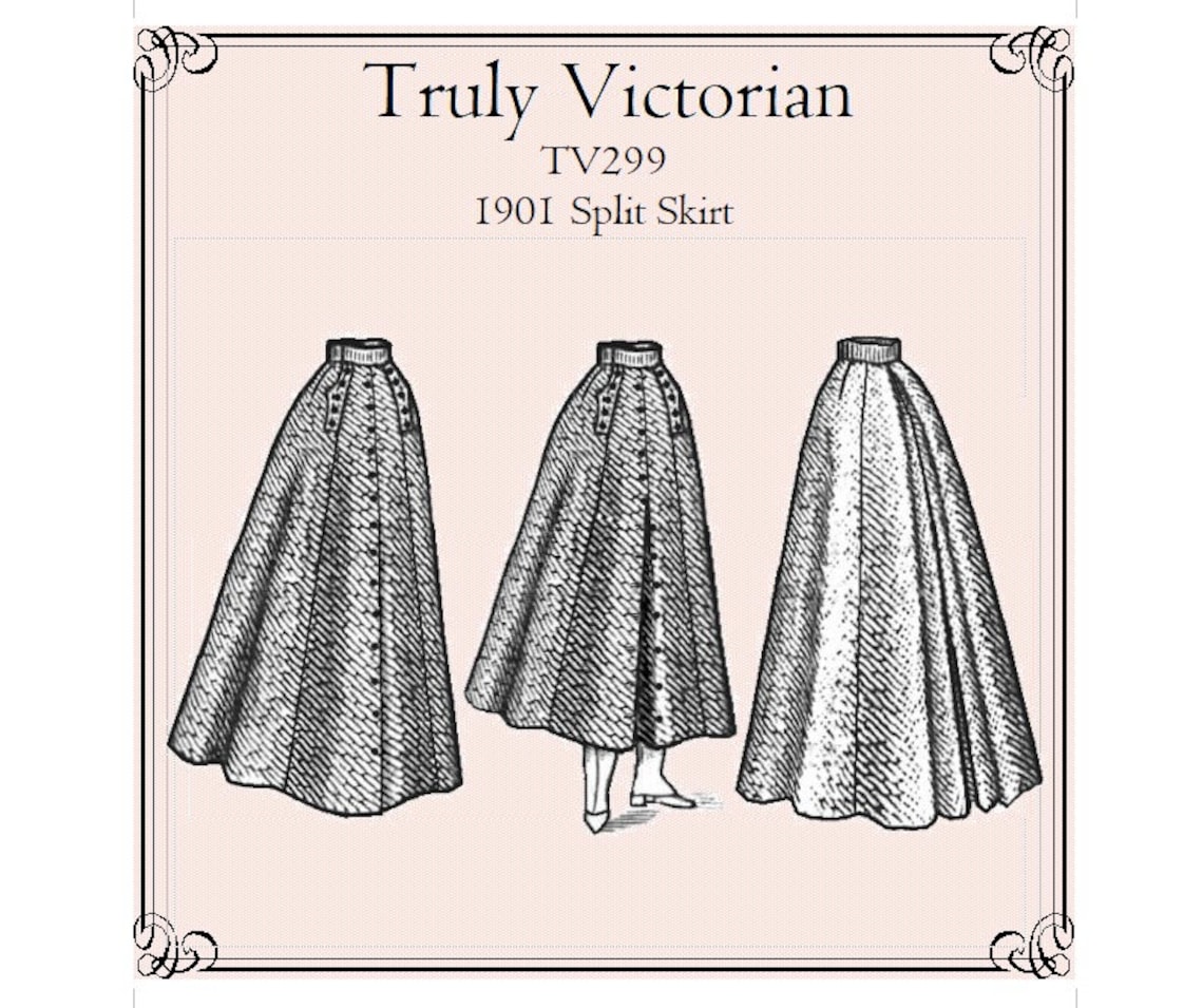 1901 Split Skirt Sewing Pattern: Truly Victorian TV299 (digital PDF) - Etsy