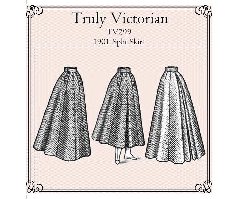 1901 Split Skirt Sewing Pattern: Truly Victorian TV299 (digital PDF) - Etsy