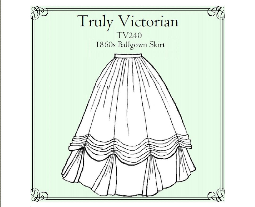 1860s Ball Gown Skirt Sewing Pattern: Truly Victorian TV240 (digital ...