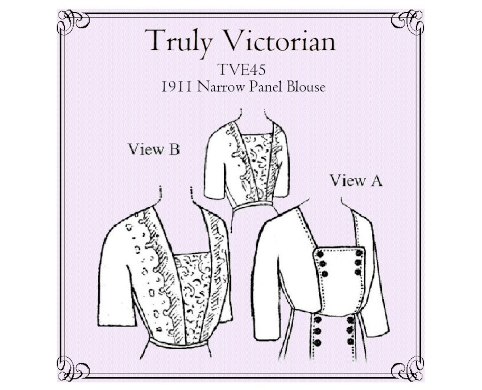 1911 Narrow Panel Blouse Sewing Pattern: Truly Victorian TVE45 (digital ...