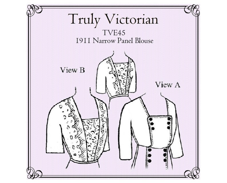 1911 Narrow Panel Blouse Sewing Pattern: Truly Victorian TVE45 (digital ...