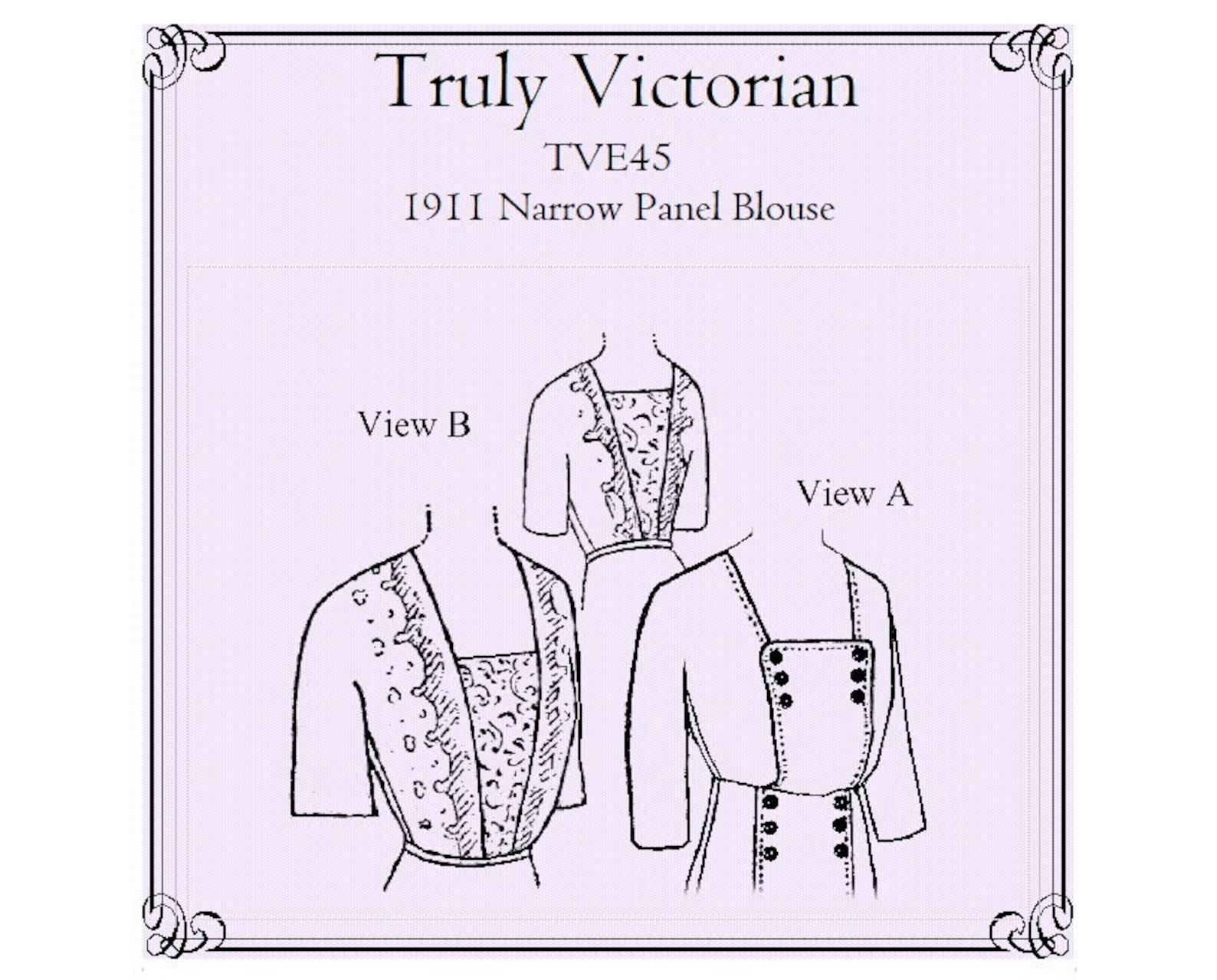 1911 Narrow Panel Blouse Sewing Pattern: Truly Victorian TVE45 (digital ...