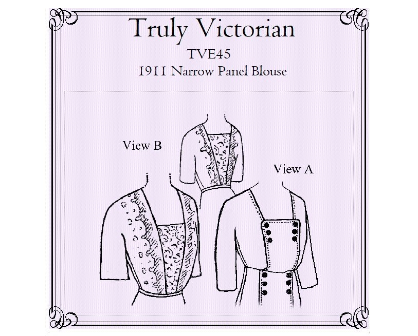 1911 Narrow Panel Blouse Sewing Pattern: Truly Victorian TVE45 (digital ...