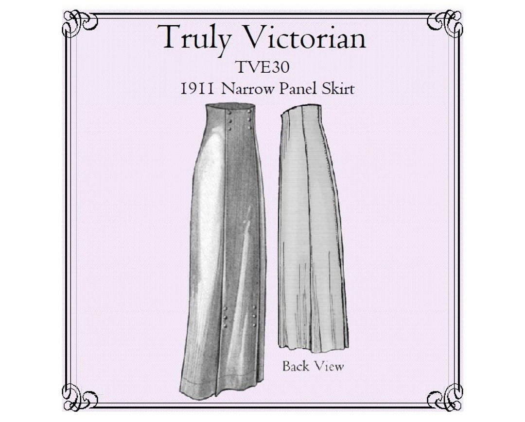 1911 Narrow Panel Skirt Sewing Pattern: Truly Victorian TVE30 (digital ...