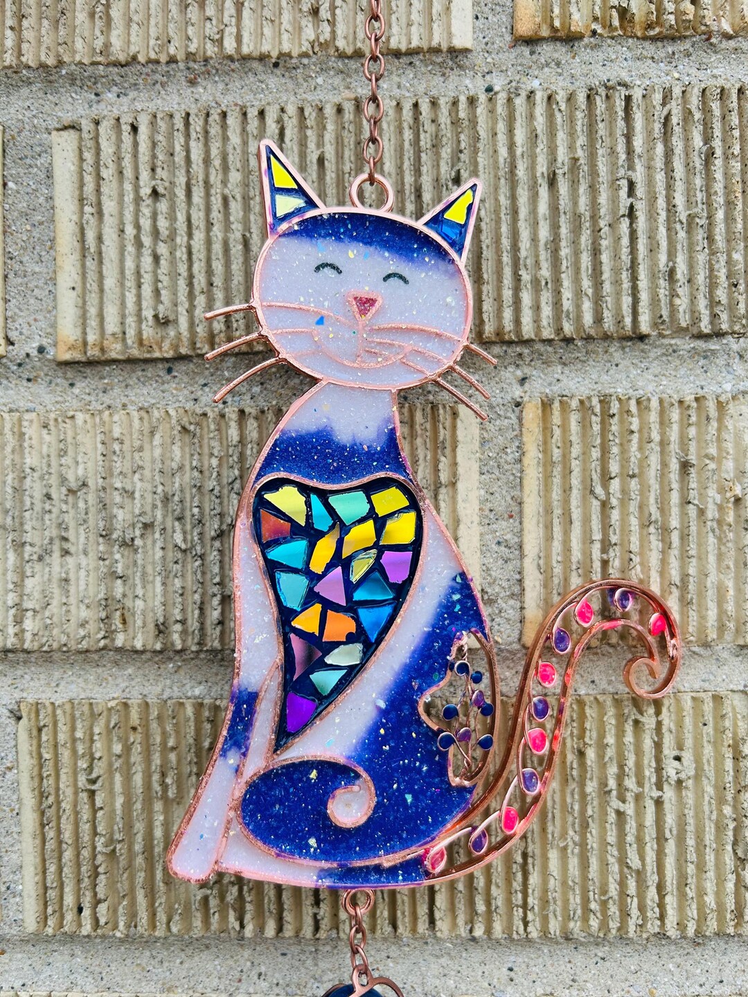 Cat Windchime..blingthingzbylori.. Crazy Cat Lady .. Purple Cat ...