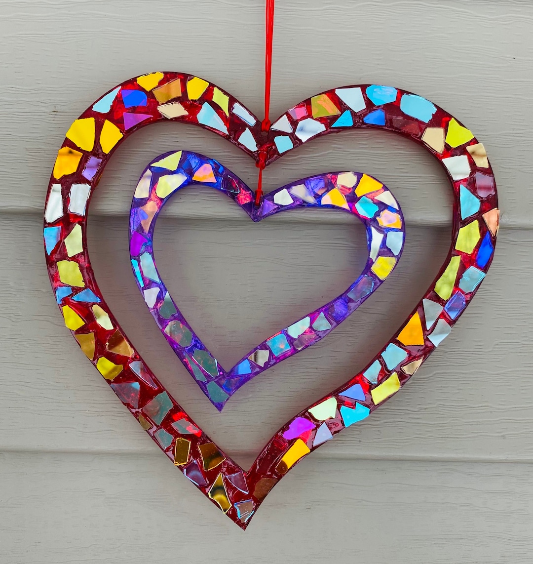 Heart .. Blingthingzbylori.. Red Heart ..whirligigs Wind Spinner.. Gift ...