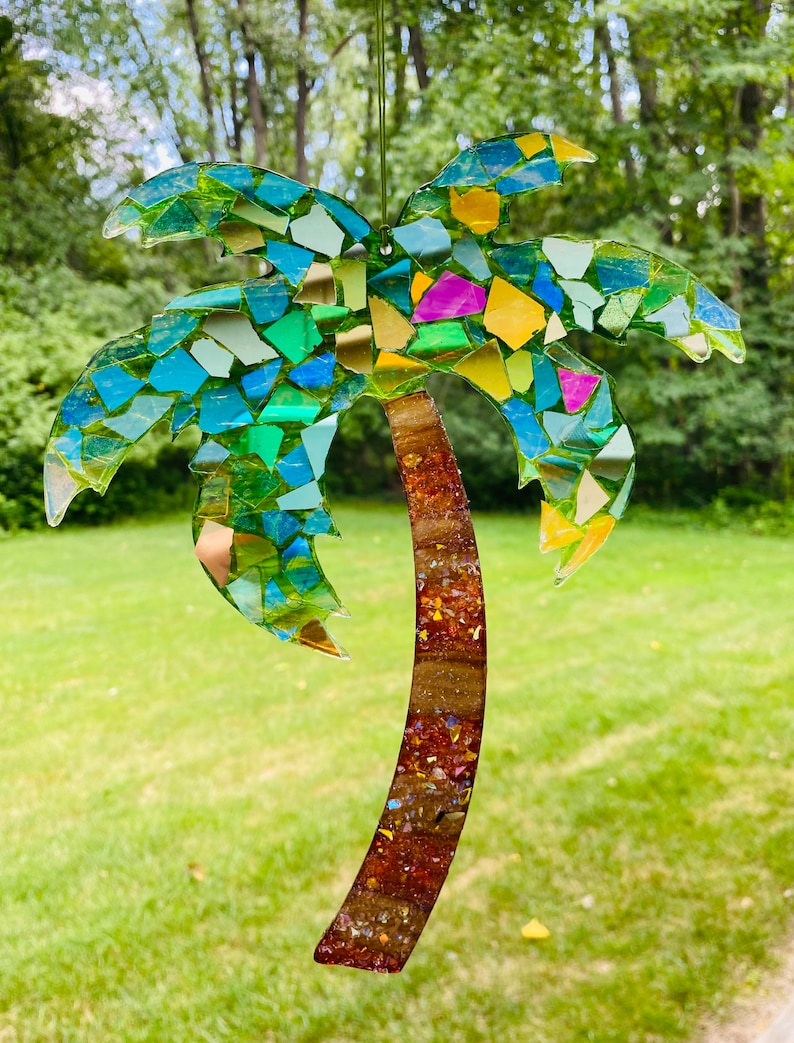 Palm Tree.. Blingthingzbylori.. Whirligigs Wind Spinner.. Garden Art ...