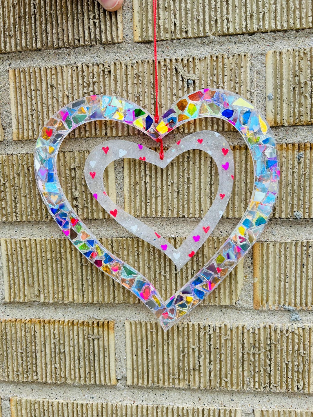 Heart.. Blingthingzbylori.. Wind Spinner .. Heart With Hearts .. Double ...