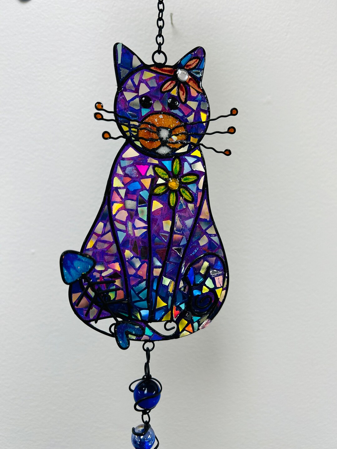 Cat .. Blingthingzbylori .. Cat Wind Chime .. Whirligigs Wind Spinner ...