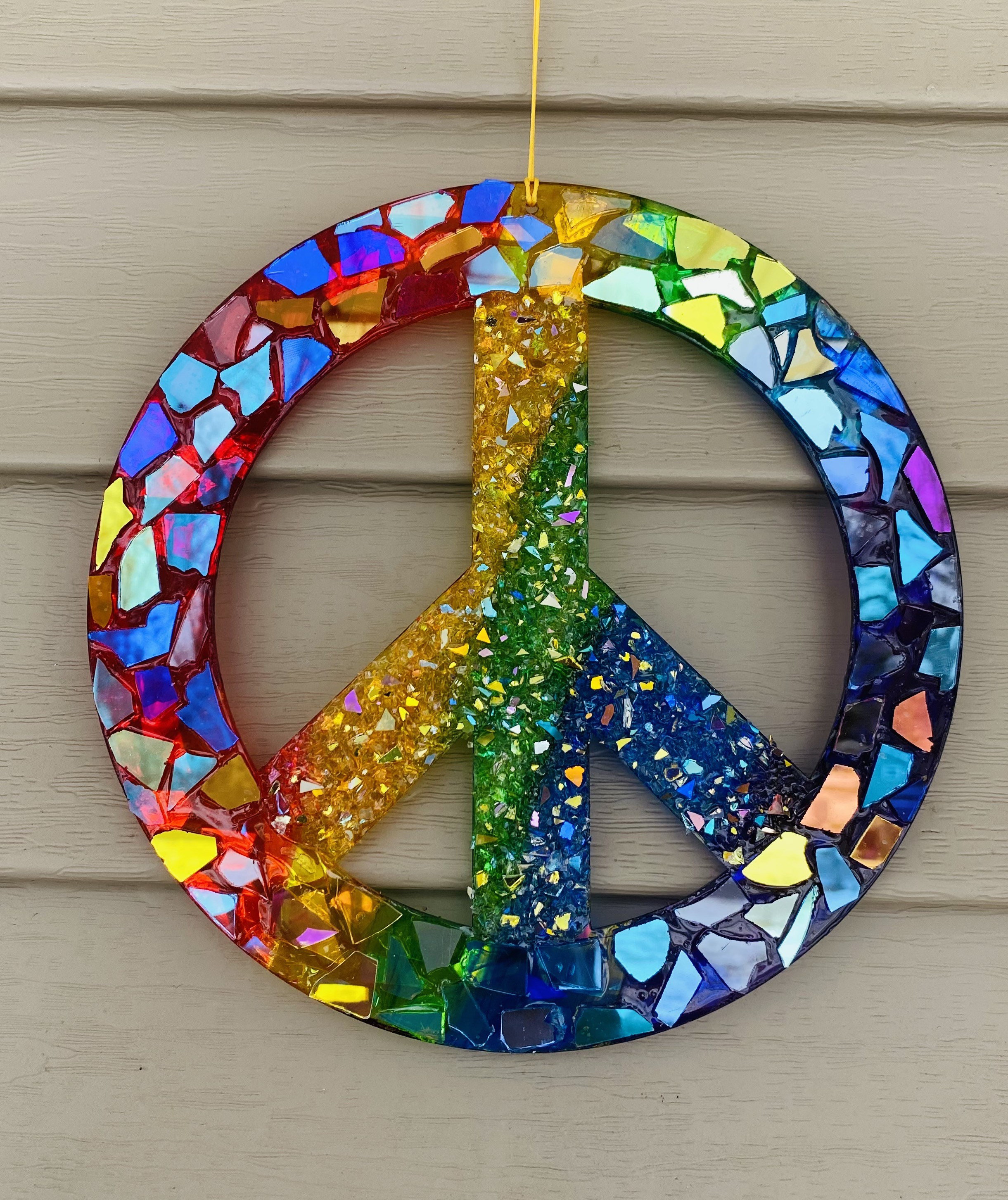 Glitter Rainbow Peace Sign
