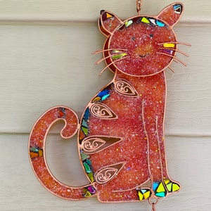 Cat.. Blingthingzbylori.. Orange Cat .. Cat Wind Chime .. Crazy Cat ...