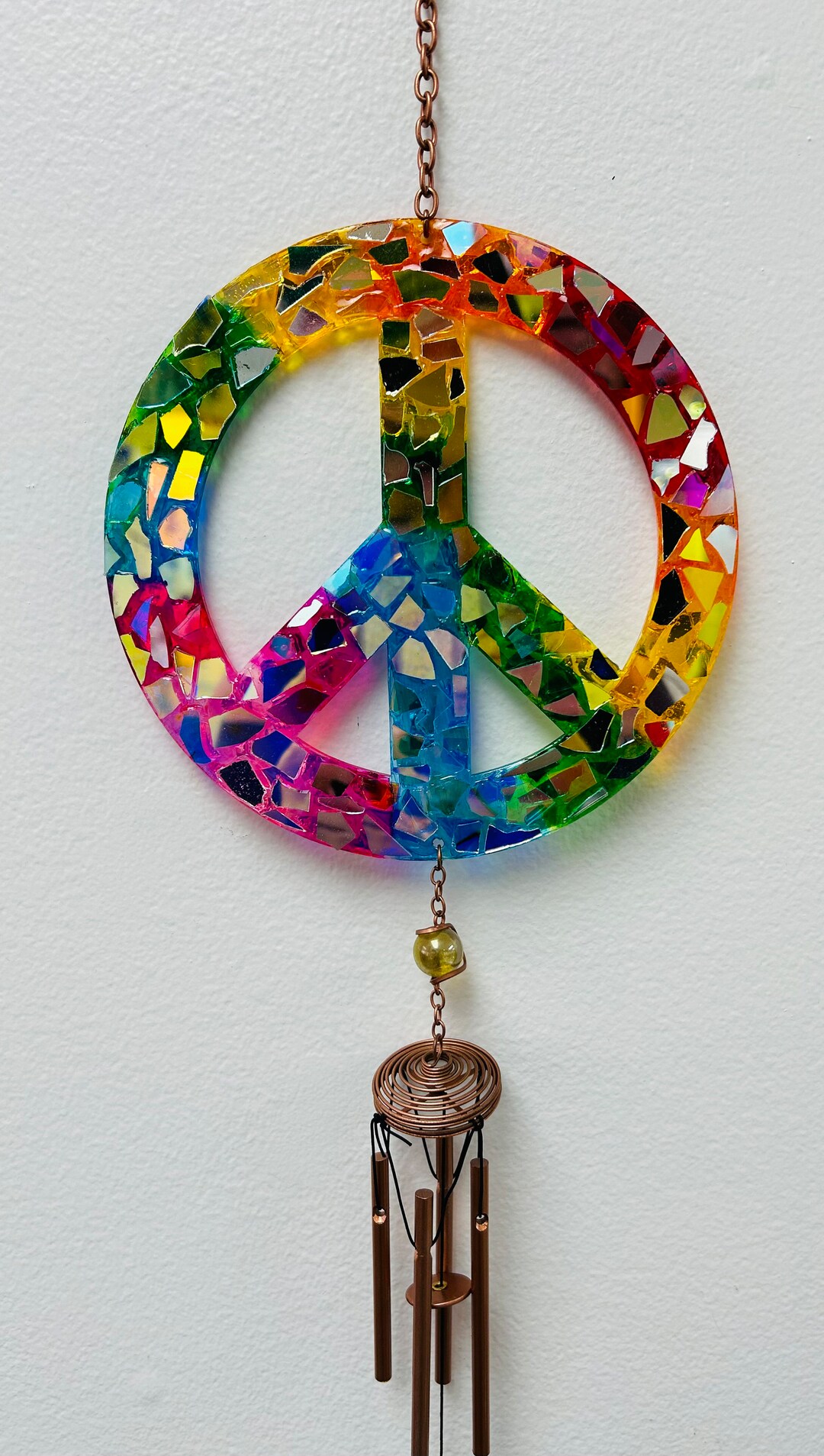 Peace Sign Wind Chime.. Blingthingzbylori.. Rainbow Peace Sign Wind ...
