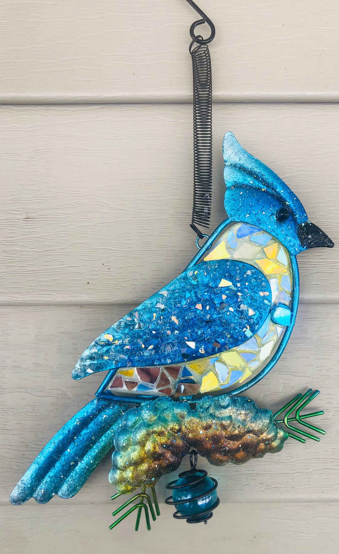 Blue Jay .. Blingthingzbylori .. Yard Art .. Garden Art .. Whirligigs ...