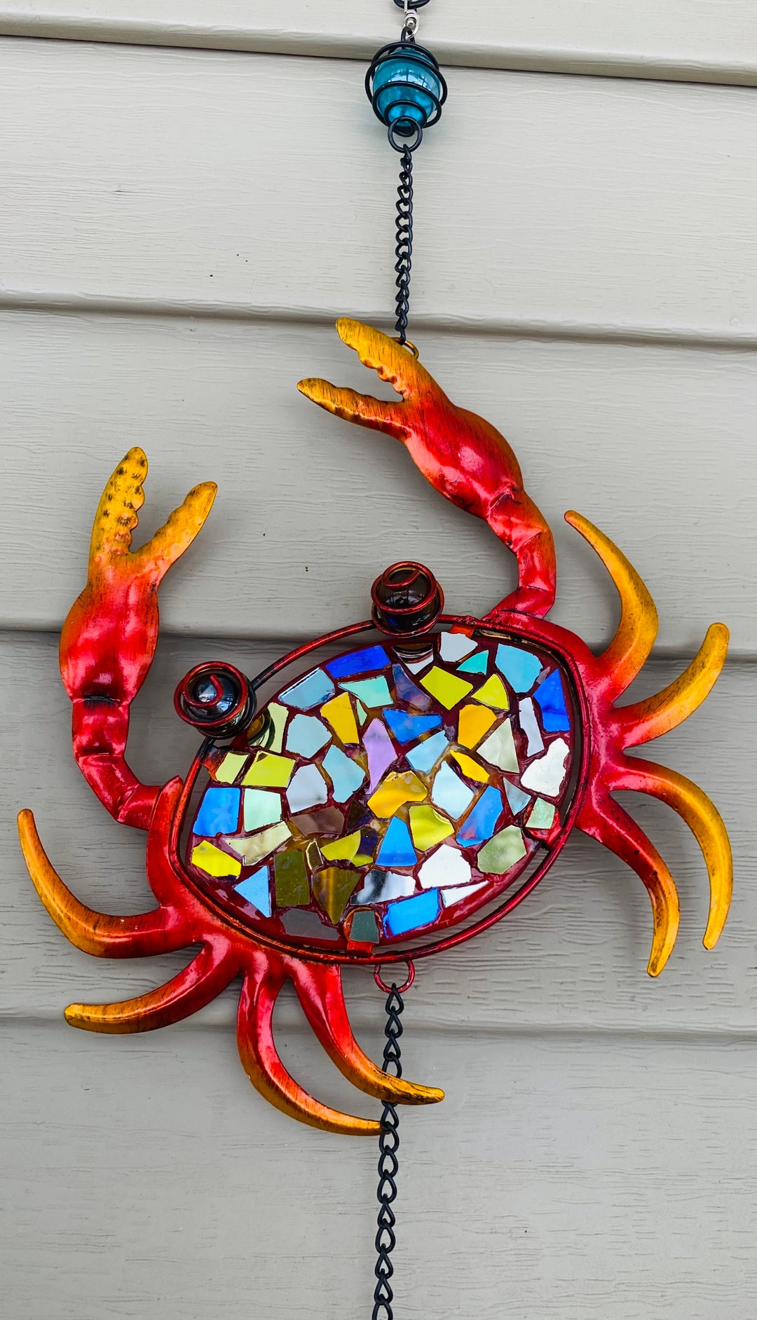 Red Crab.. Blingthingzbylori.. Red Crab Wind Chime.. Garden Art.. Patio ...