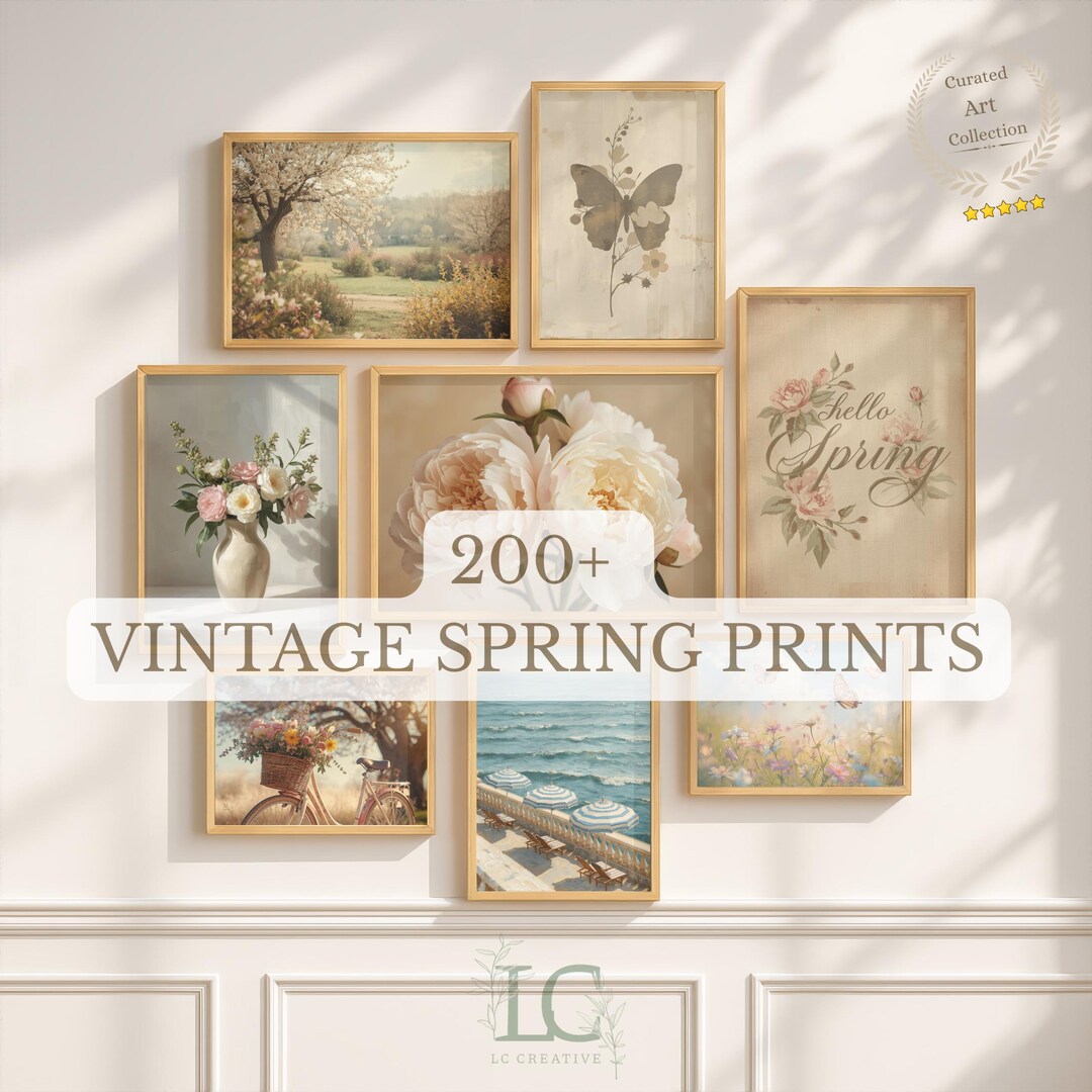 200+ Vintage Spring Gallery Wall Art Bundle | Florals, Gardens, Sun ...