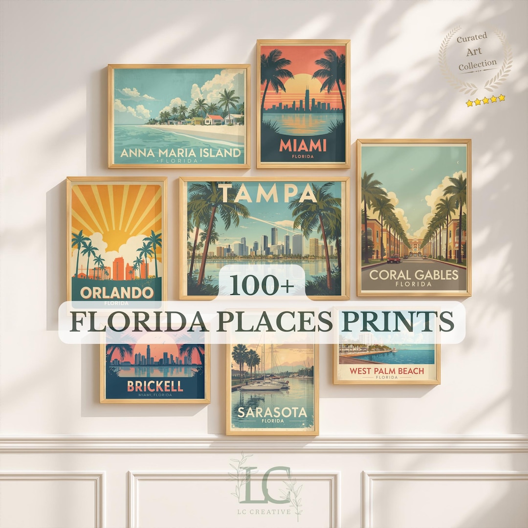 100+ Florida Travel Posters Bundle Prints| Beaches, Keys & Cities ...
