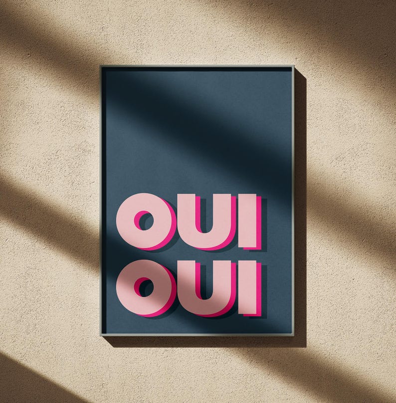 Oui Oui Poster Minimalist Typography Wall Art, Modern French Decor - Etsy