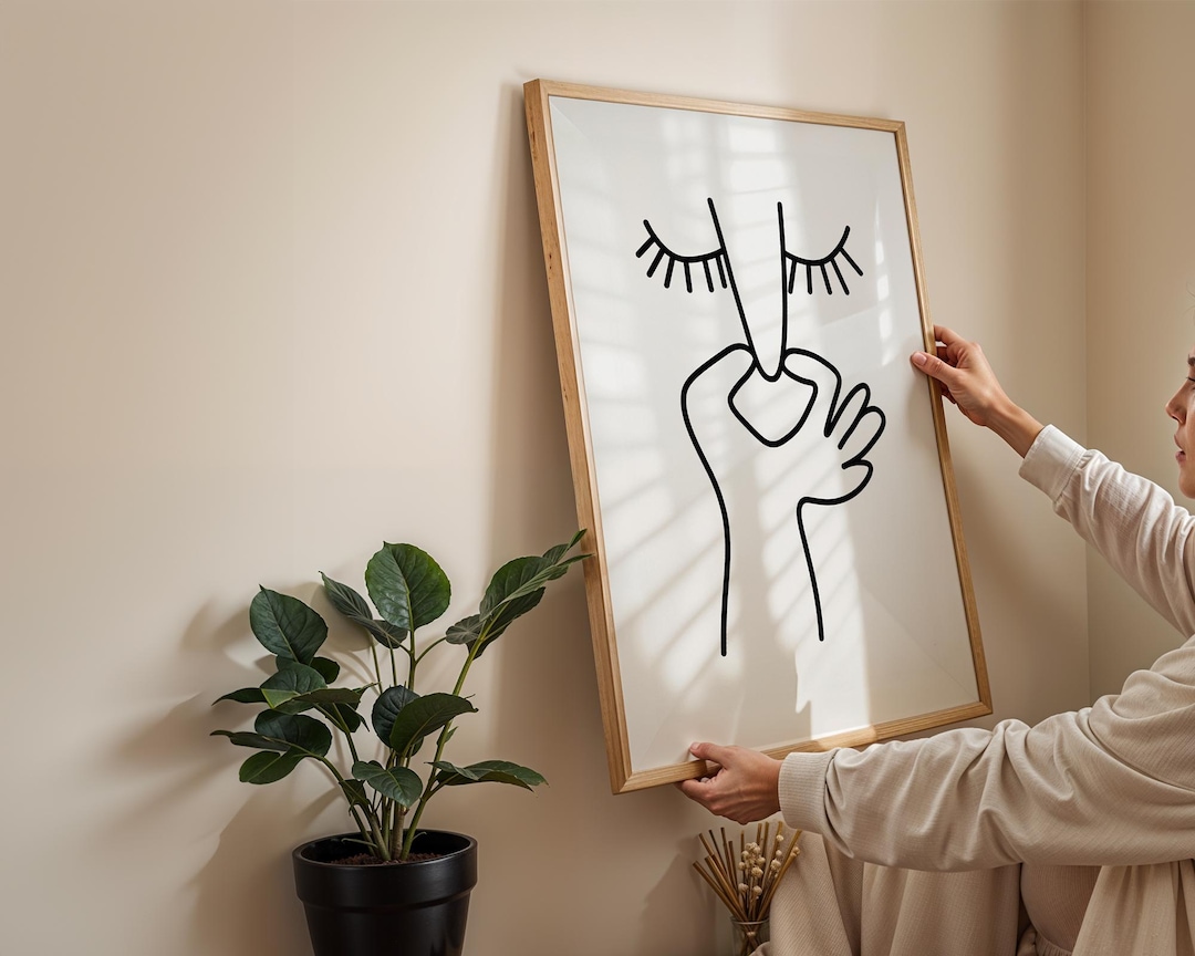 Pinching Nose Poster | Funny Line Art Print | Minimalist Wall Decor ...
