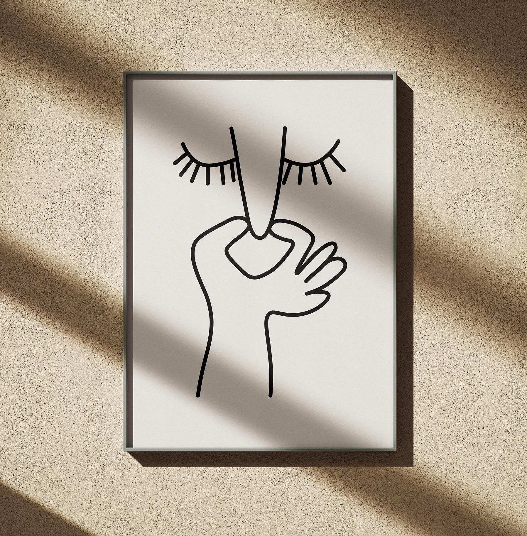 Pinching Nose Poster | Funny Line Art Print | Minimalist Wall Decor ...