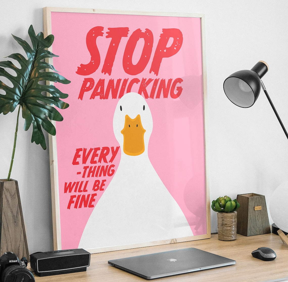 Motivational Wall Art Printable - Stop Panicking Everything Will Be ...