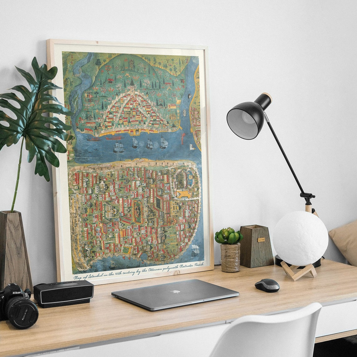 16th Century Istanbul Map Canvas Matrakçı Nasuh's Historic Ottoman Art ...