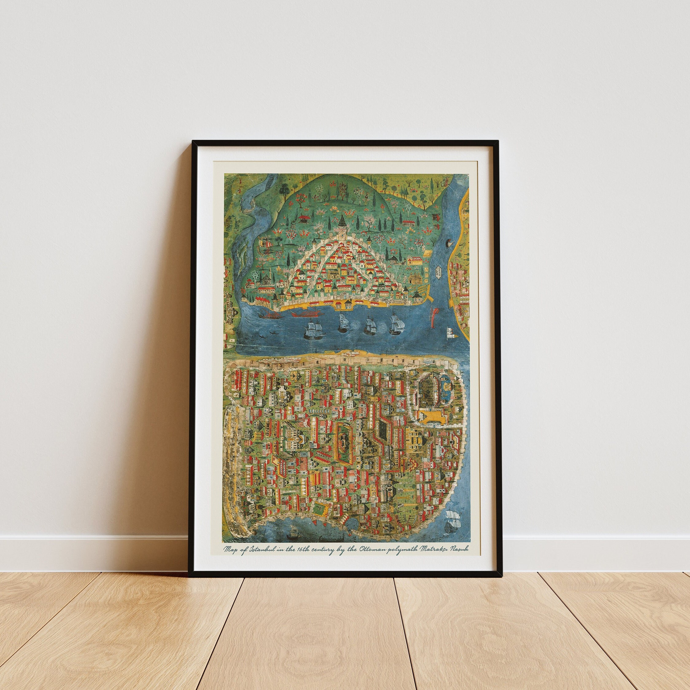 16th Century Istanbul Map Canvas Matrakçı Nasuh's Historic Ottoman Art ...