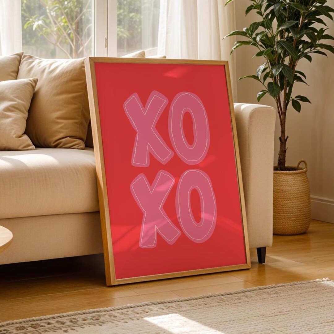 XOXO Poster – Bold Pink & Red Love Wall Art, Modern Valentine’s Print ...