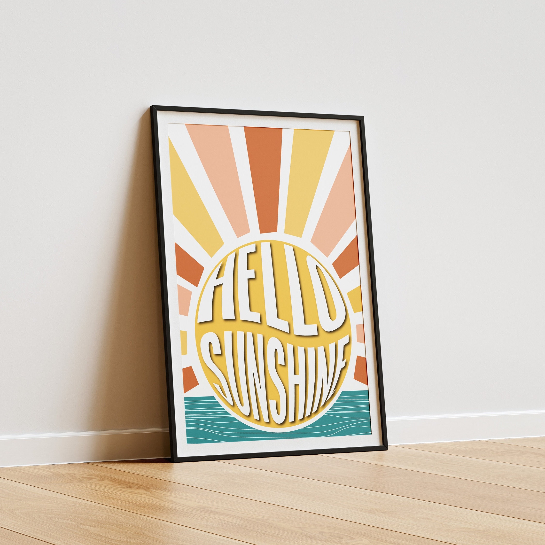 Hello Sunshine Wall Art Summer Digital Print Bright and Cheerful Decor ...