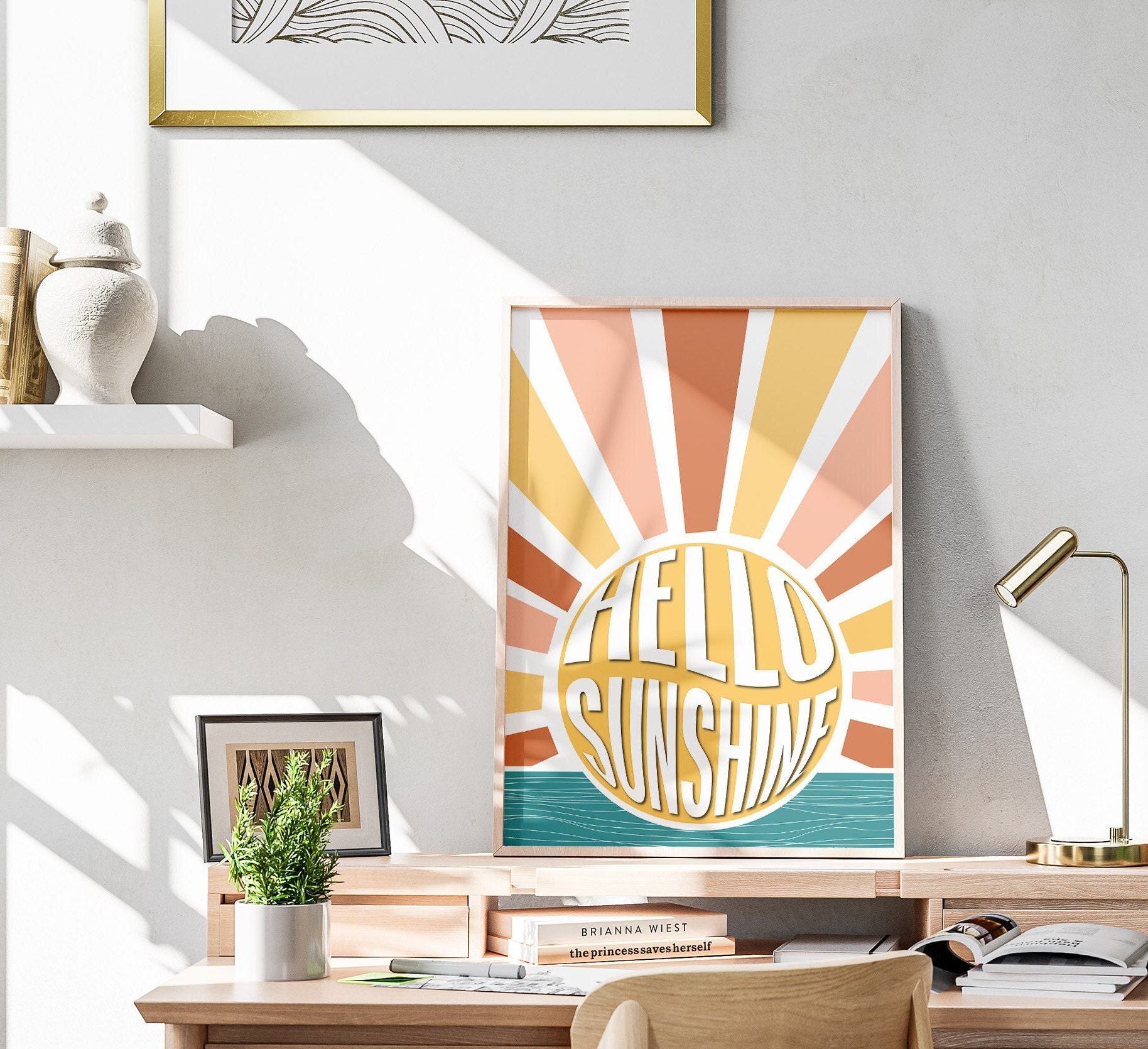 Hello Sunshine Wall Art Summer Digital Print Bright and Cheerful Decor ...