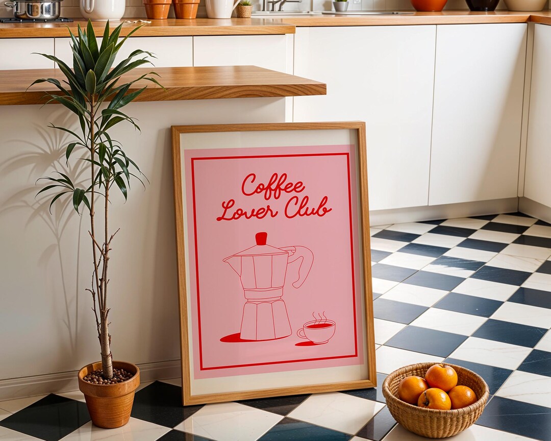 Coffee Lover Club Poster Modern Coffee Wall Art Minimalist Kitchen ...