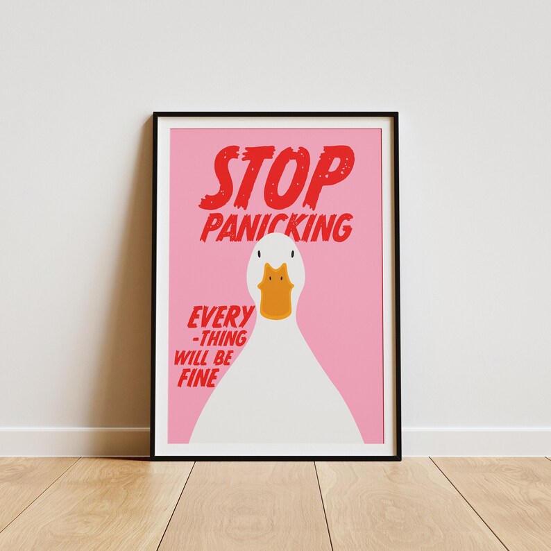 Motivational Wall Art Printable - Stop Panicking Everything Will Be ...